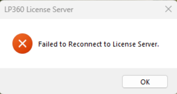 Troubleshooting “Failed to Reconnect to License Server” Error – LP360