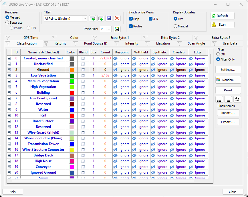 Live View Classification Tab – LP360